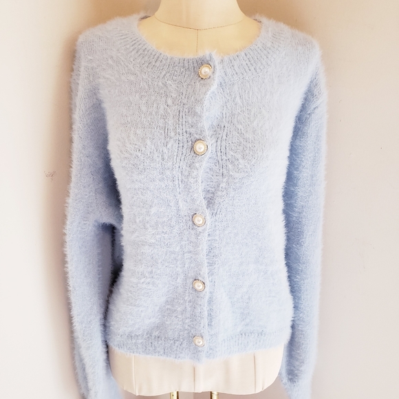 SHEIN | Sweaters | Baby Blue Fuzzy Soft Sweater | Poshmark